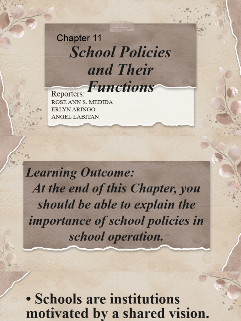 Chapter 11, THE SCHOOL POLICY | PDF | Policy | Psychology