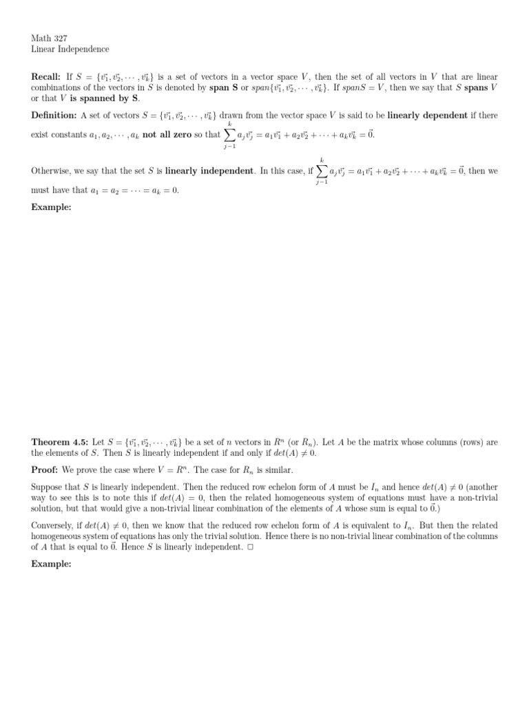 Linear Dependence of Matrices | PDF | System Of Linear Equations | Vector Space