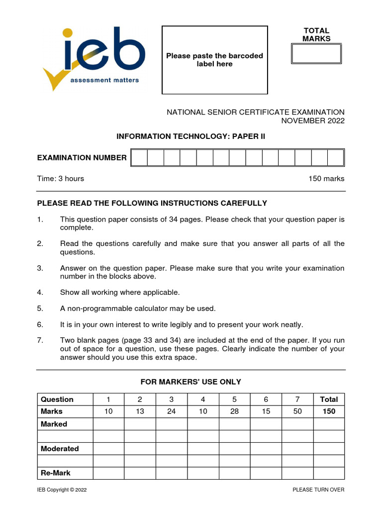 Information Technology P2 2022 | PDF | Method (Computer Programming) | Computer Network