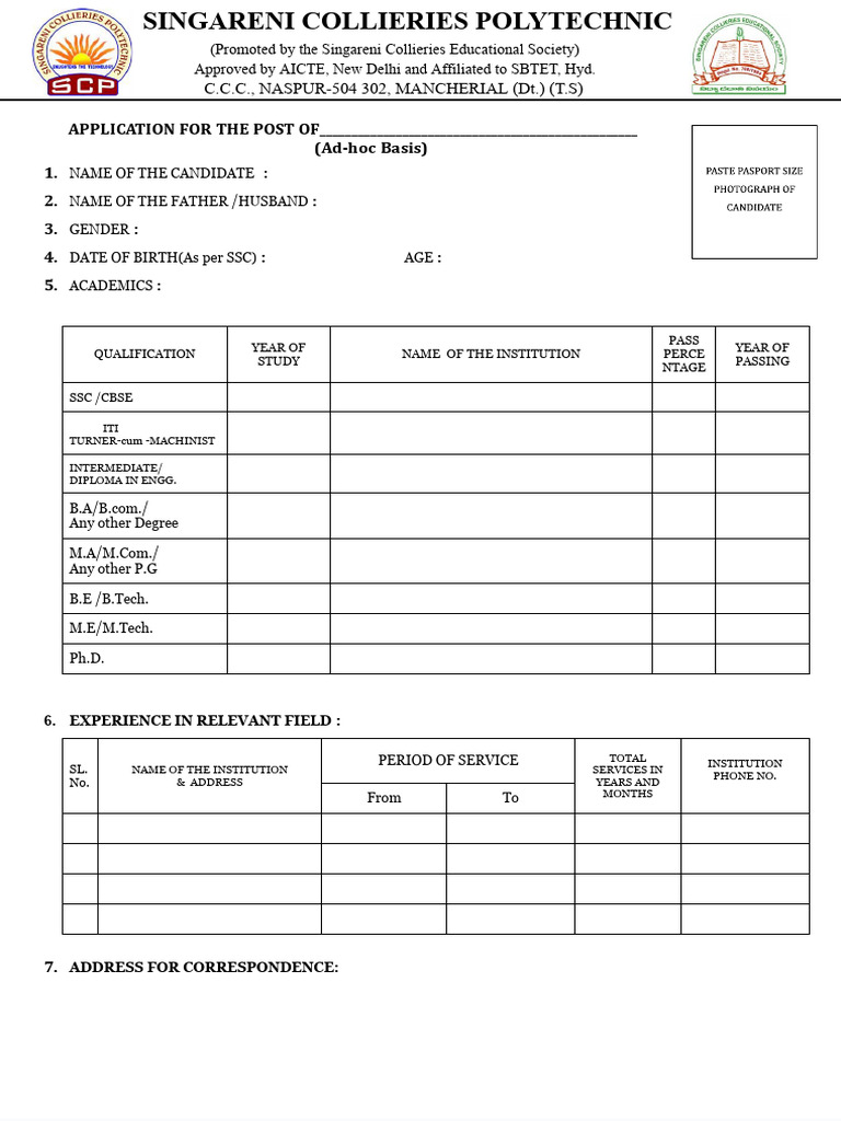 SCP_Ad-hoc_Recruitment -2023 -APPLICATION_FORM | PDF