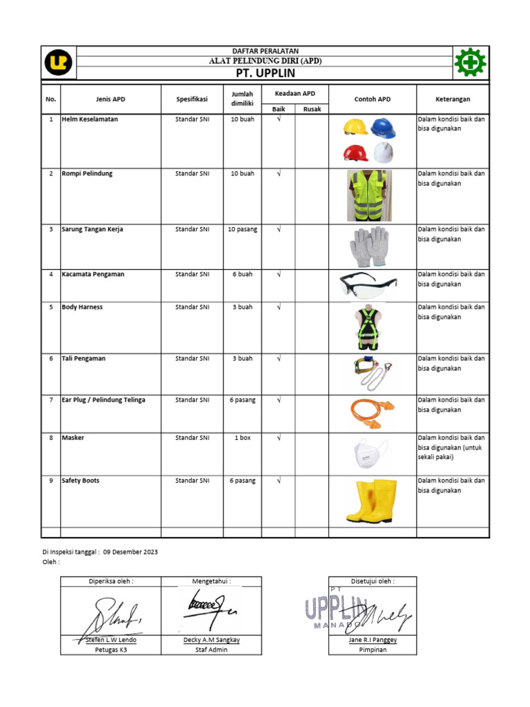 Daftar APD Standar SNI | PDF