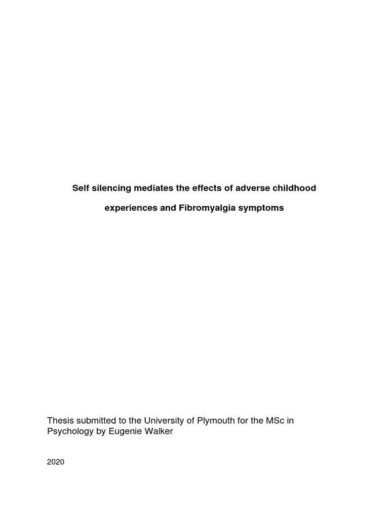 FMS Symptoms Mediated by Self Silencing | PDF | Mental Disorder ...