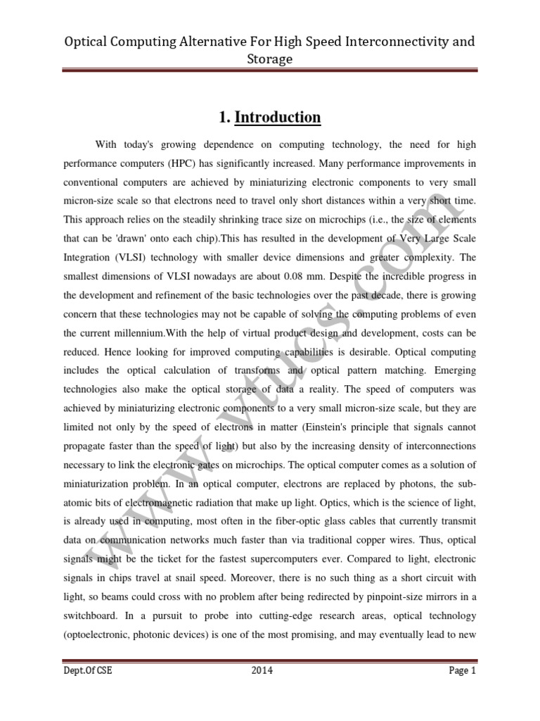Optical Computing Report | PDF | Laser | Optical Fiber