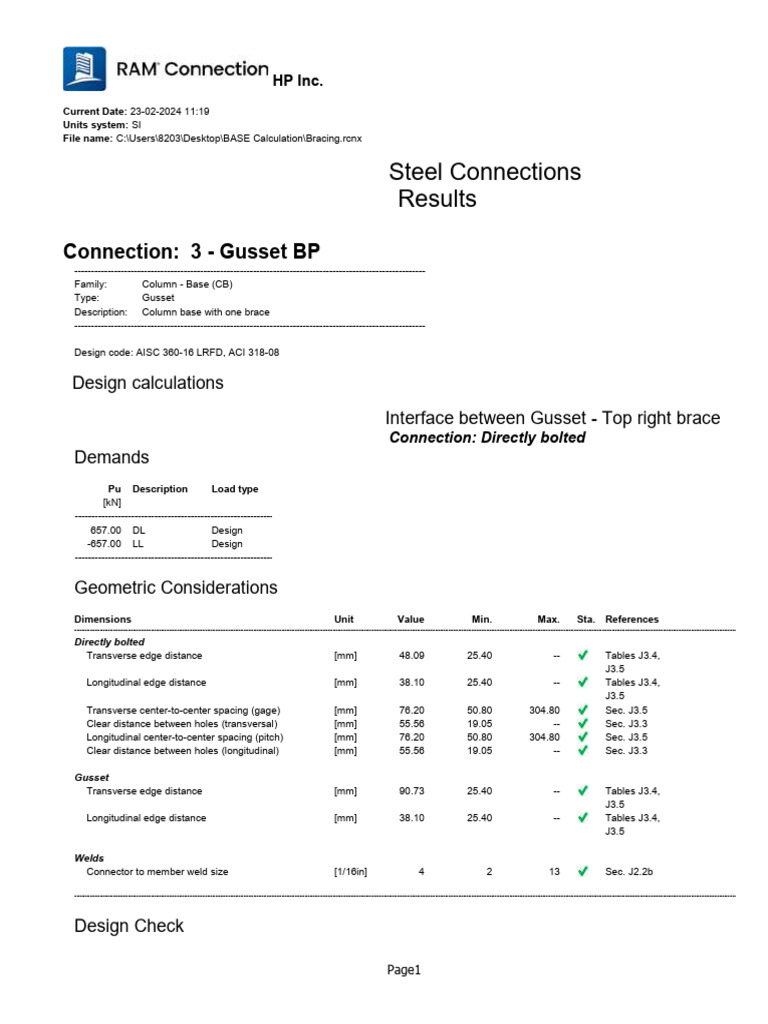 Connection Design in Ram | PDF | Beam (Structure) | Buckling