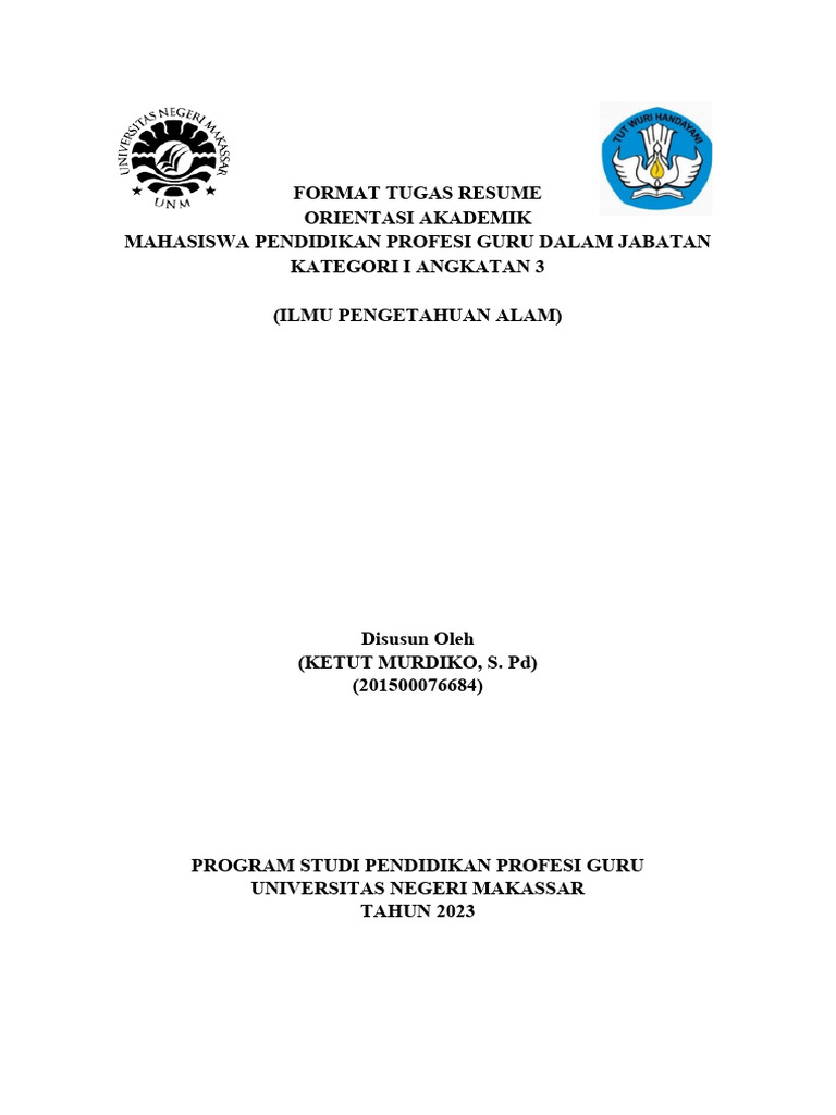 Format Tugas Resume PPG Dalam Jabatan 2023 | PDF