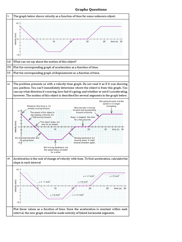 Graphs Questions | PDF | Velocity | Acceleration