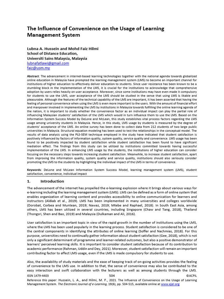 003 Hussein Pdf P Value Educational Technology 