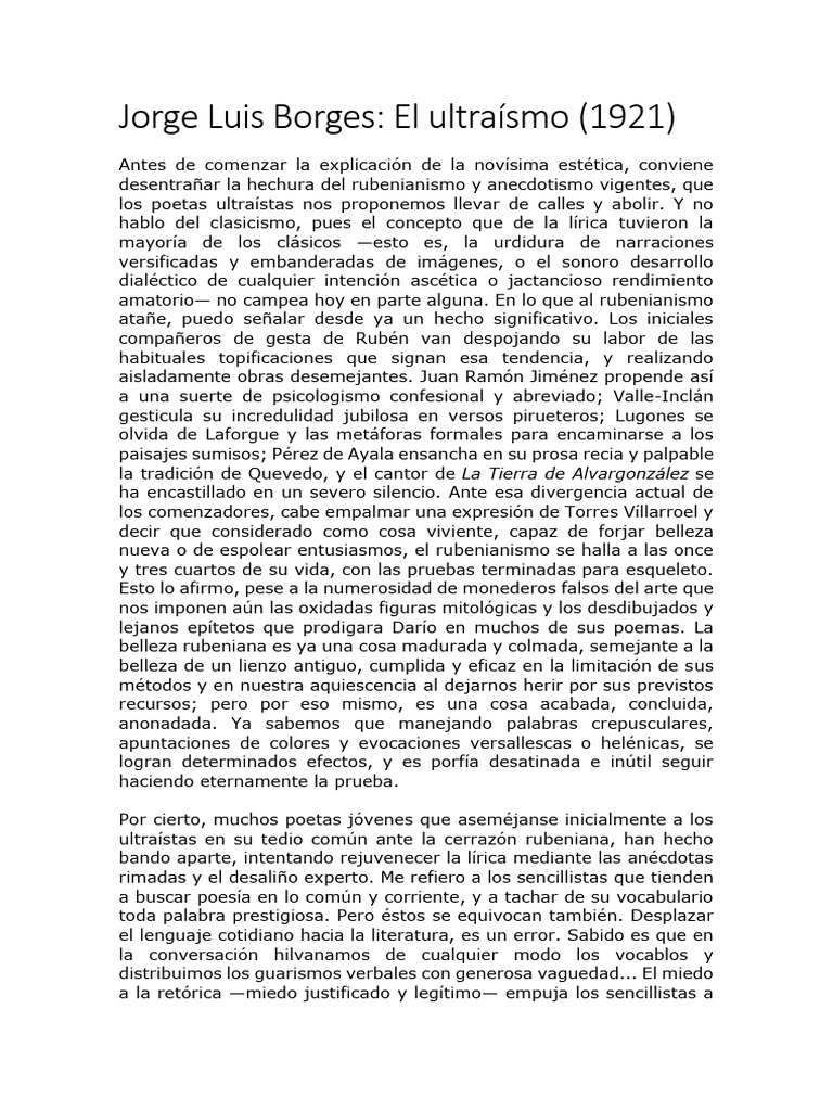 Jorge Luis Borges-Ultraismo | PDF
