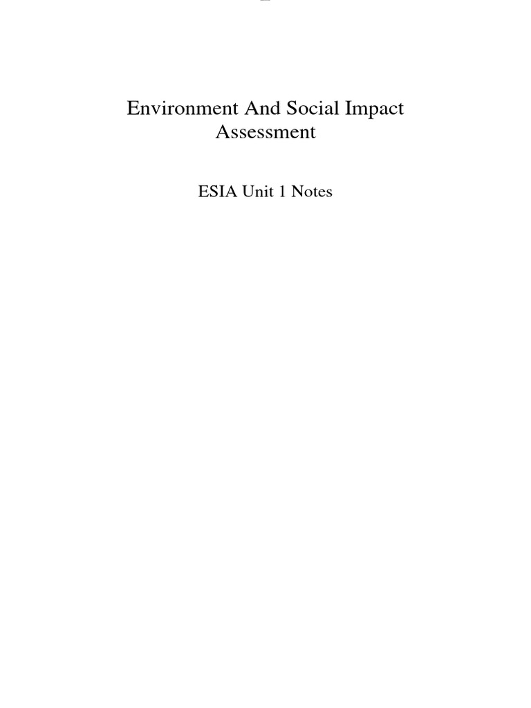 ESIA Unit 1 Notes | PDF | Life Cycle Assessment | Environmental Impact ...