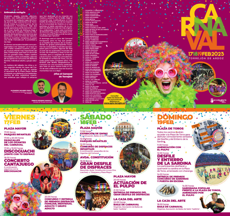 Programa Oficial Carnaval Torrejon de Ardoz 2023 Fiestasdetorrejon | PDF | Carnaval | Prestado