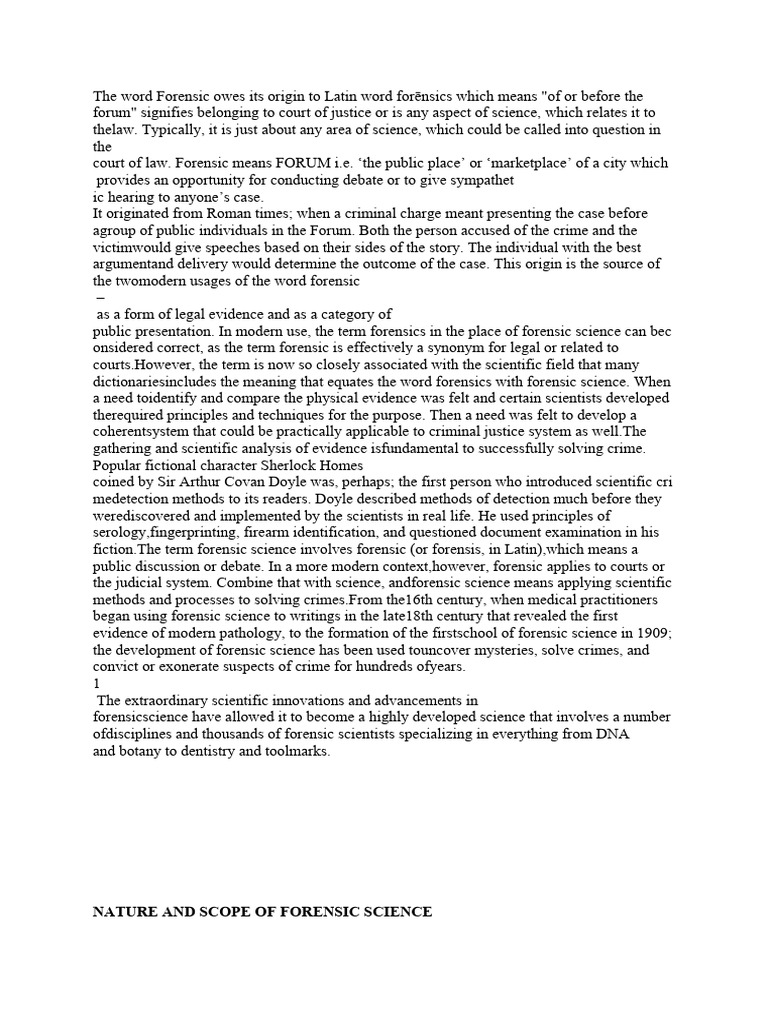 Role of Forensic | PDF | Forensic Science | Medicine