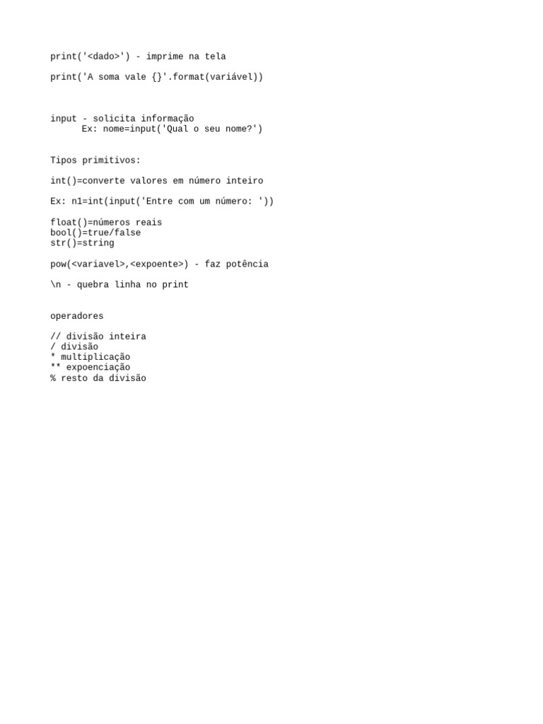 Comandos Python | PDF