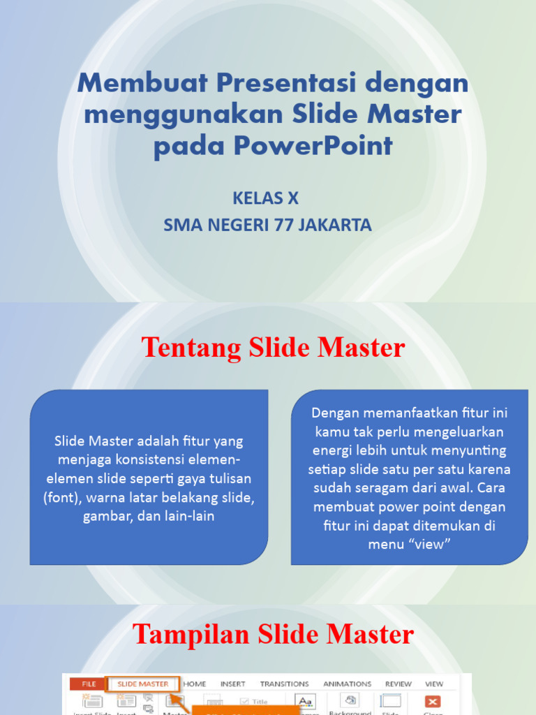B. Membuat Presentasi Dengan Menggunakan Slide Master Pada PowerPoint | PDF
