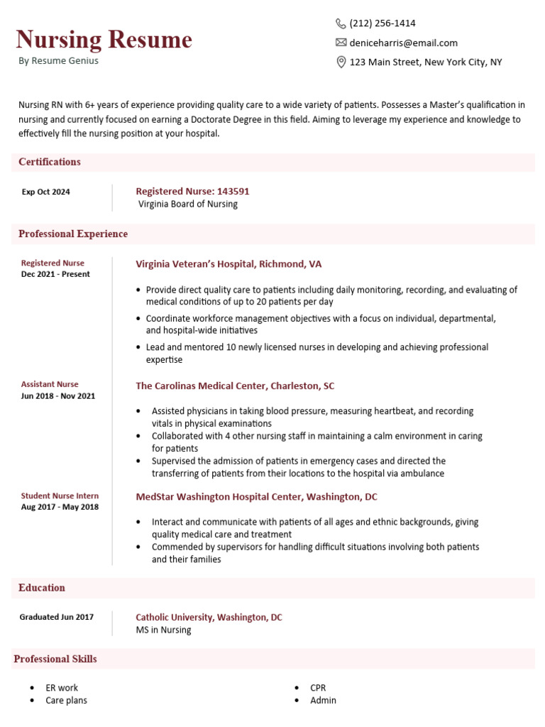 Nursing Resume Example | PDF | Nursing | Hospital