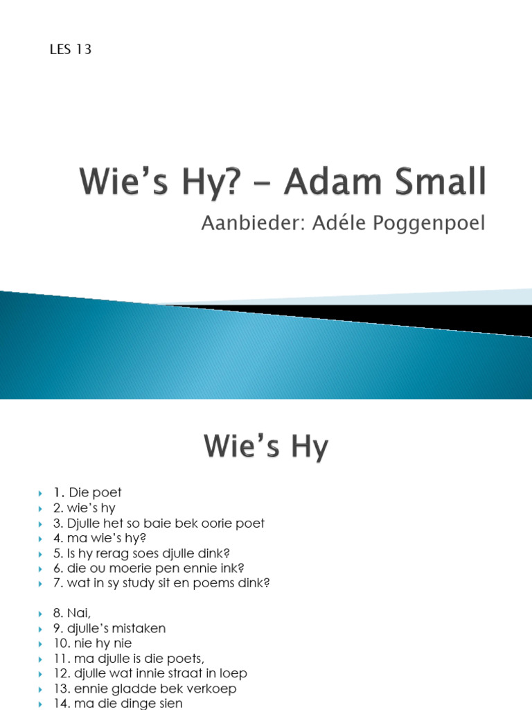 Wies"s Hy? Adam Small | PDF