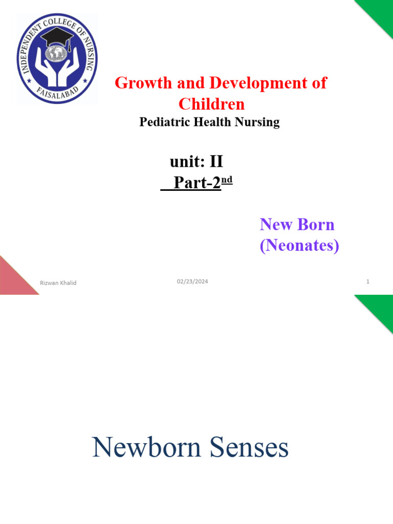 Unit 2 Part 2 Growth and Development | PDF | Infants | Senses