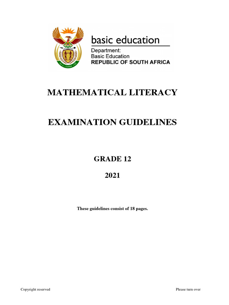 Mathematical Literacy GR 12 Exam Guidelines 2021 Eng | PDF | Area | Volume