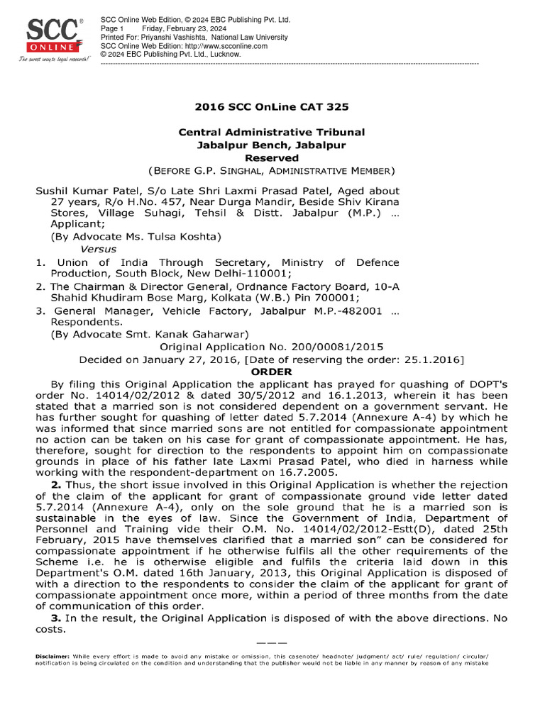 Sushil Kumar Patel V. Union of India | PDF | Computers | Finance ...