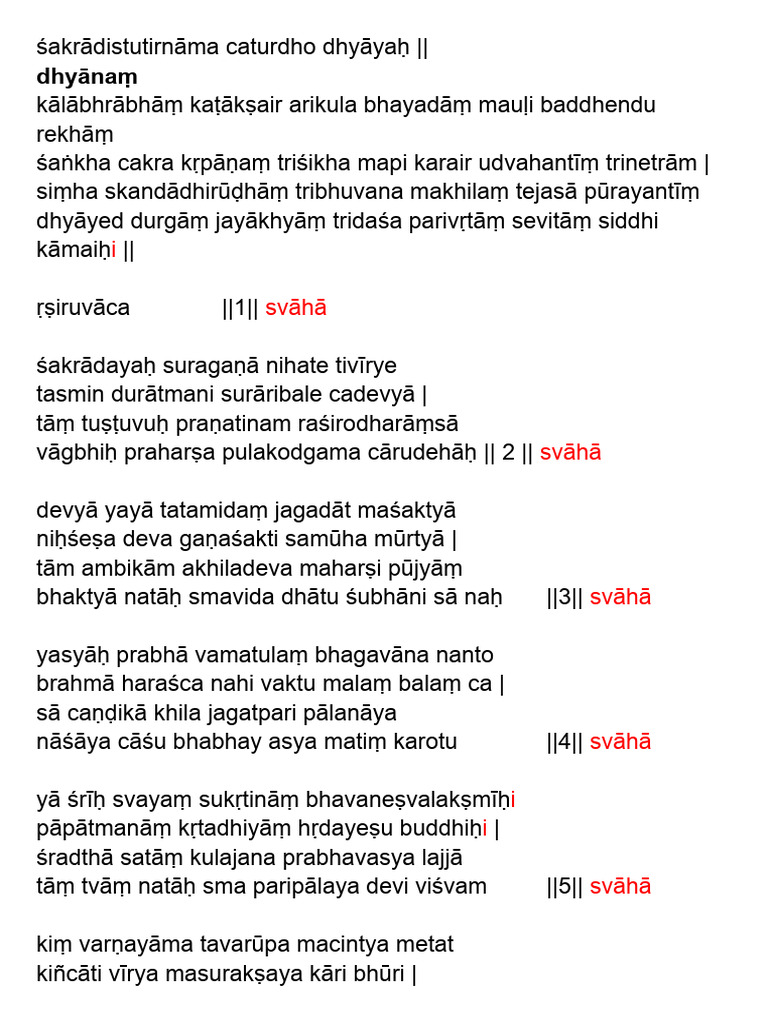 Durga Saptashati Chapter 4 Edited | PDF | Deities | Asian Mythology