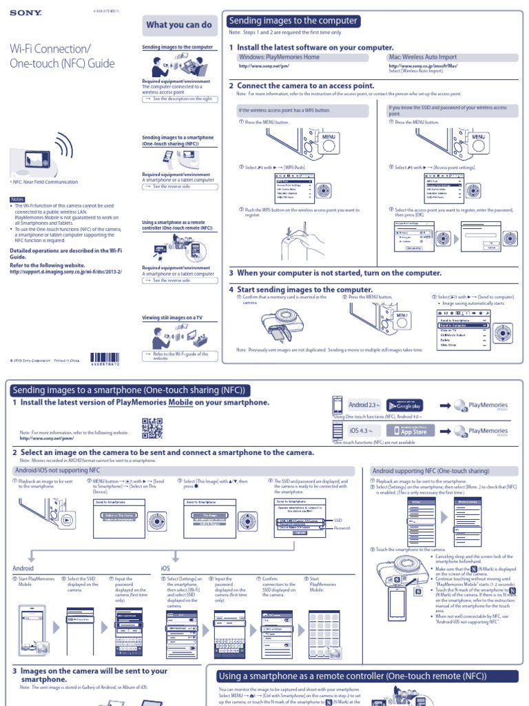 Sony WiFi Connection NFC Guide 44688786M | PDF | Smartphone | Wireless Lan