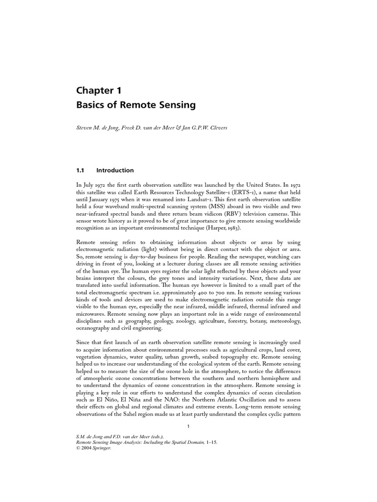 Chapter 1 Basicsof Remote Sensing | PDF | Remote Sensing | Electromagnetic Radiation