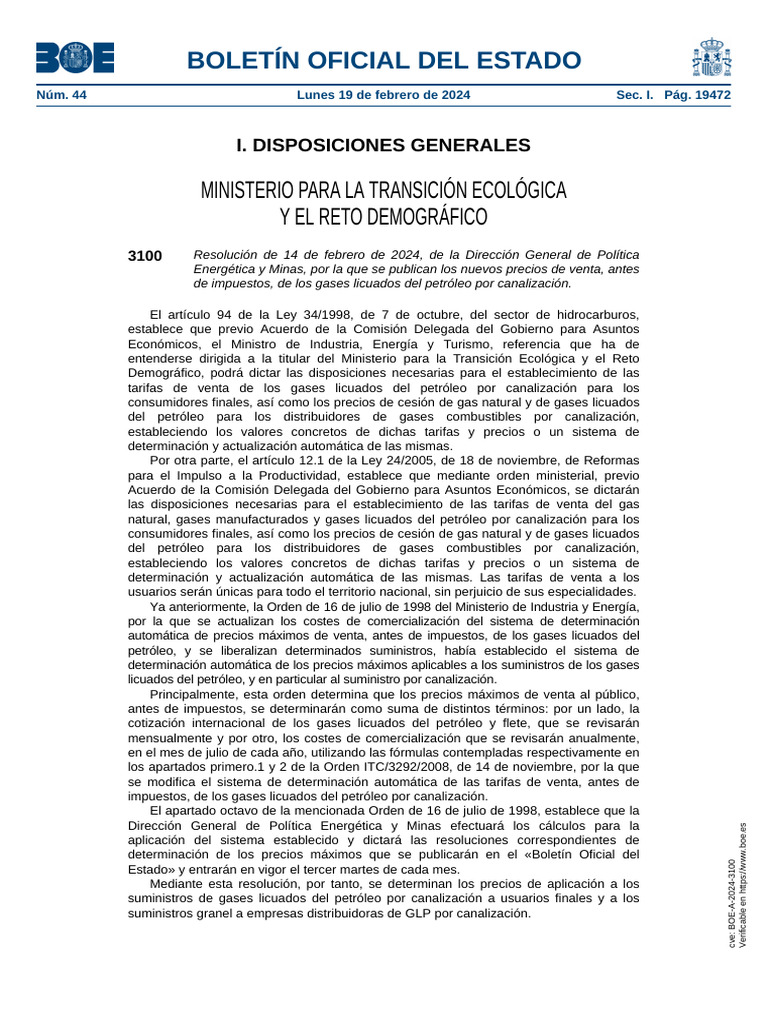 Boe A 2024 3100 | PDF | Petróleo | Gas de petróleo licuado
