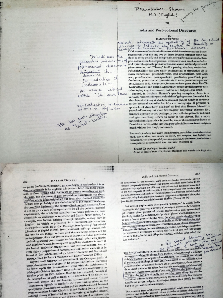 India and Post-Colonial Discourse | PDF | Postcolonialism | Political ...