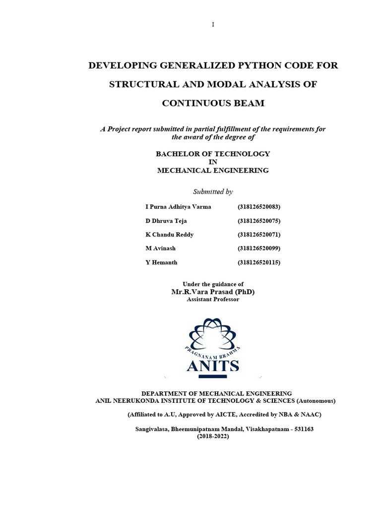 Developing Generalized Python Code For Structural and Modal Analysis of Continuous Beam | PDF ...