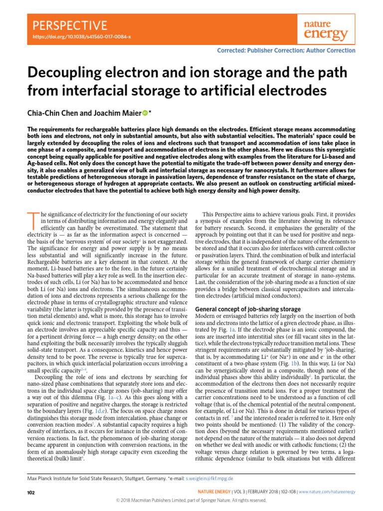 Decoupling Electron and Ion Storage and The Path From Interfacial ...