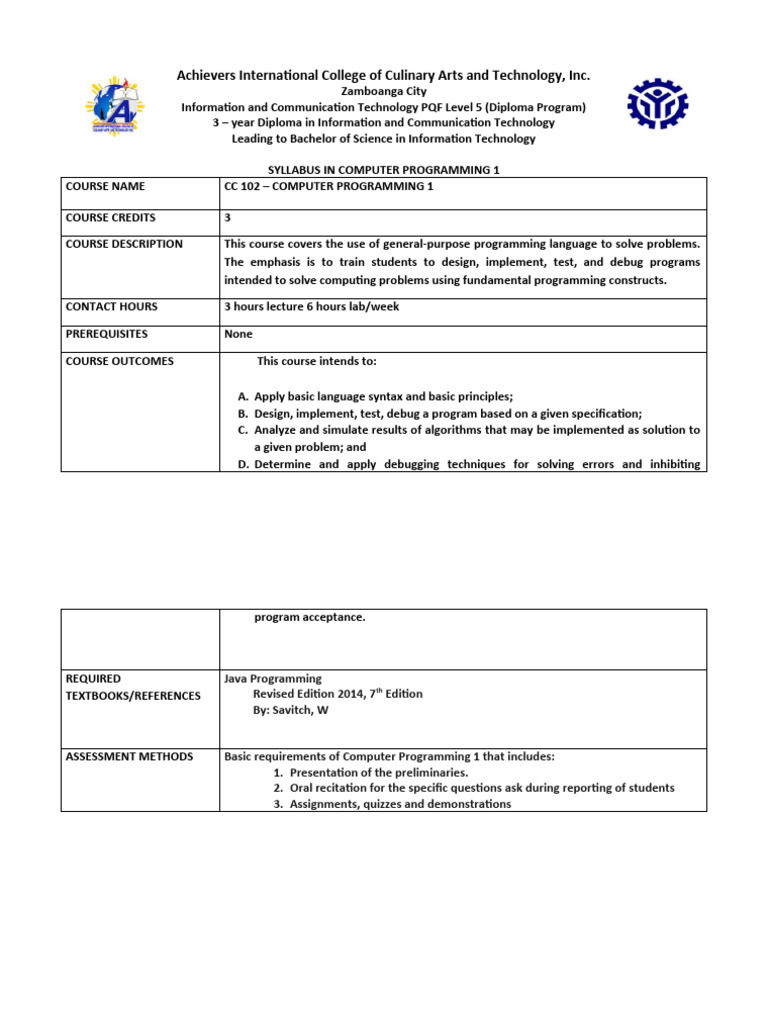 CC102 - Computer Programming 1 | PDF | Computer Programming | Debugging