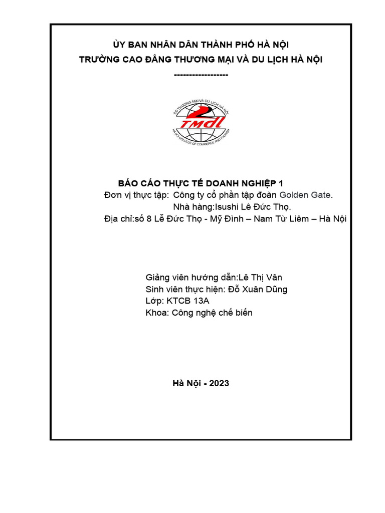 Báo cáo thực tập của bé iu | PDF