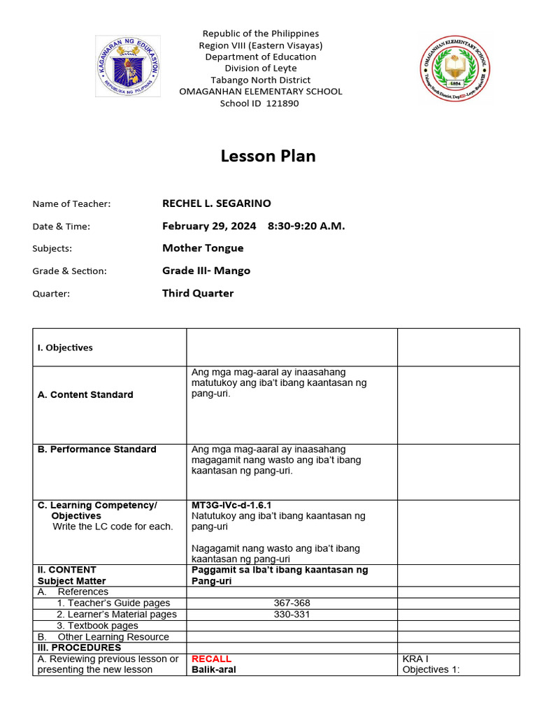 COT - DLP - MTB Feb 29, 2024 | PDF