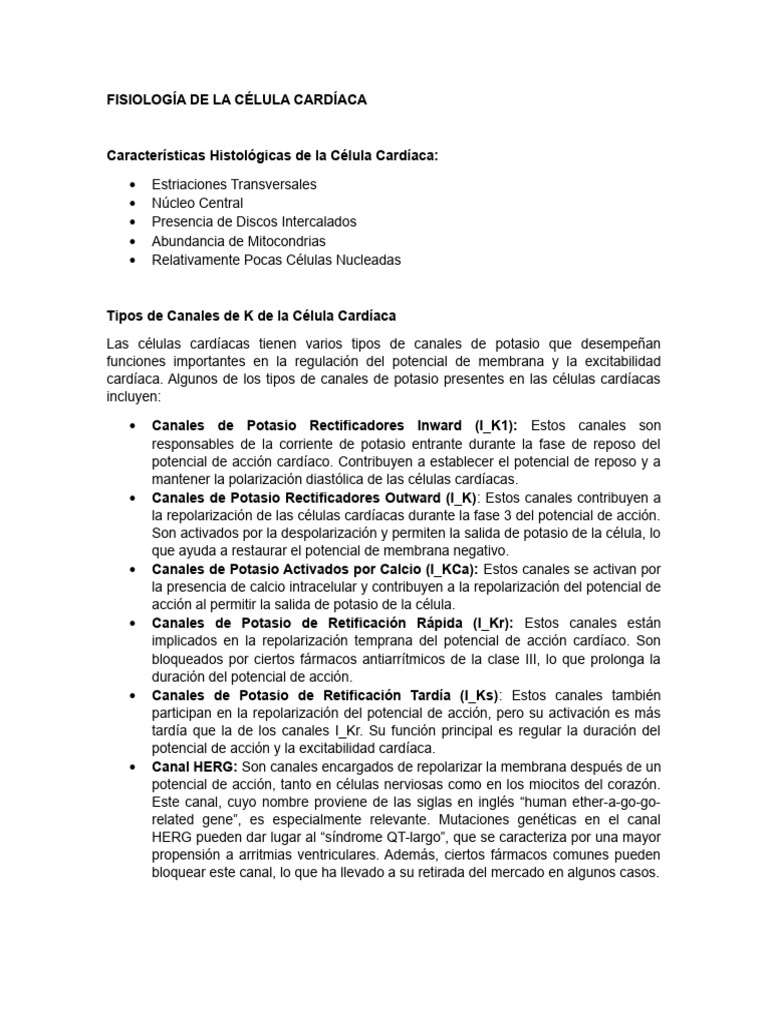 Canales de Potasio y Potencial Cardíaco | PDF | Potencial de acción ...