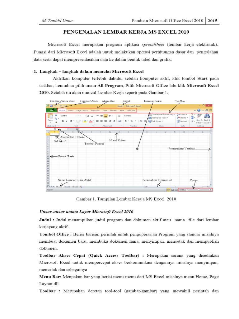 Pengenalan Lembar Kerja Ms Excel 2010 | PDF