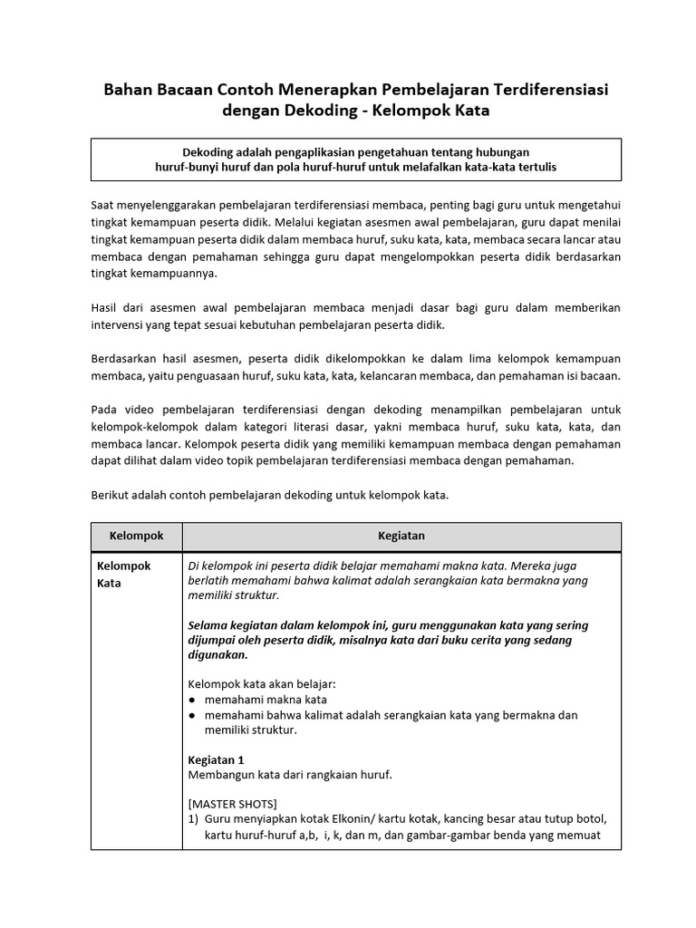 Bahan Bacaan Contoh Menerapkan Pembelajaran Terdiferensiasi Dengan ...