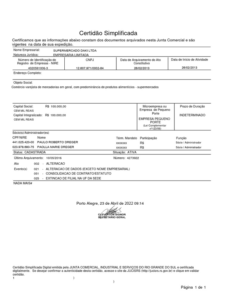 Certidao-Simplificada 0910 | PDF