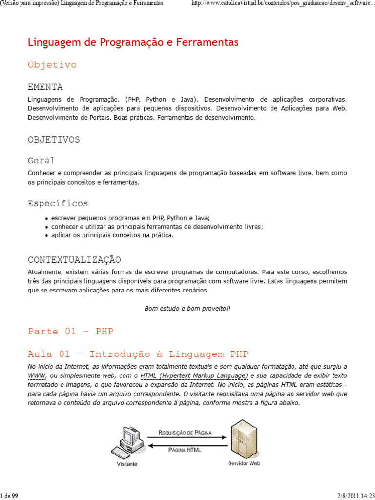(Versão para Impressão) Linguagem de Programação e Ferramentas | PDF ...