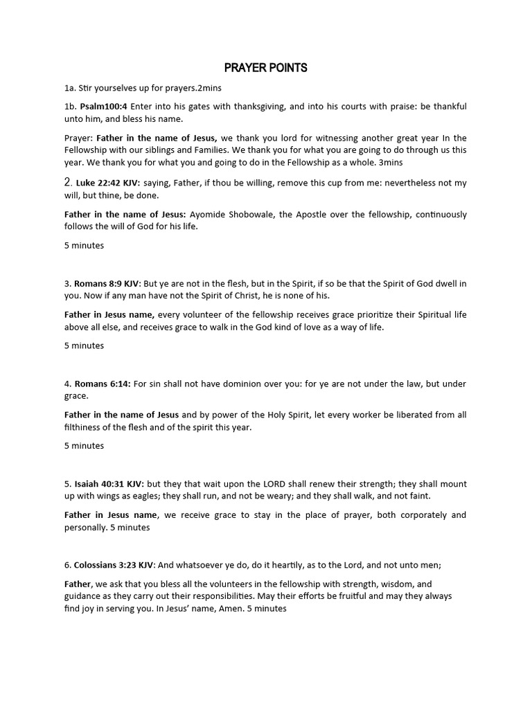 Group 3 Prayer Points | PDF | Prayer | Grace In Christianity