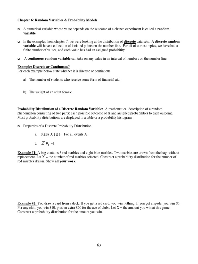 Chapter 6 | PDF | Probability Distribution | Random Variable