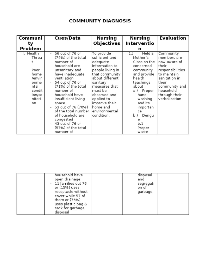 Community Diagnosis | PDF