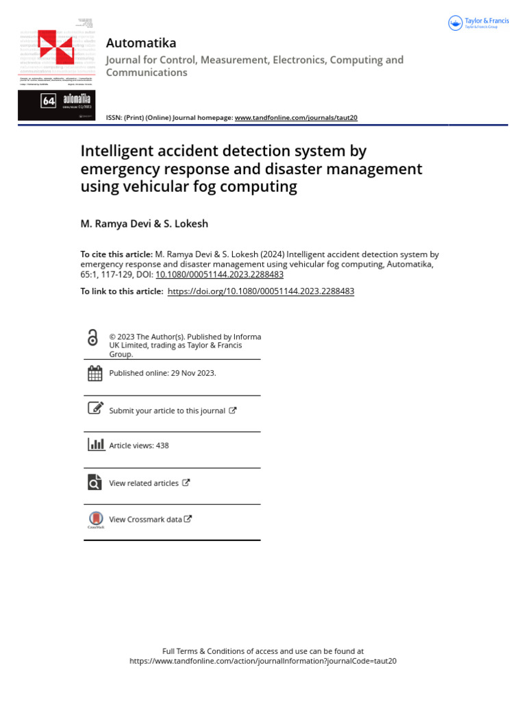 Intelligent Accident Detection System By Emergency Response And Disaster Management Using