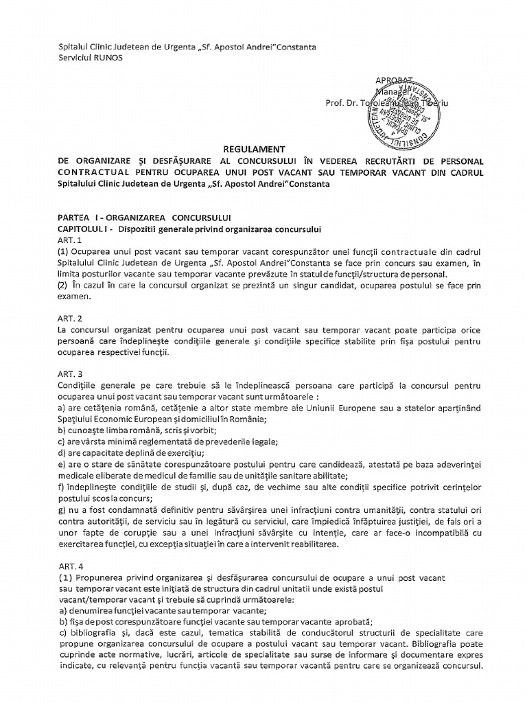 Regulament Organizare Concursuri | PDF