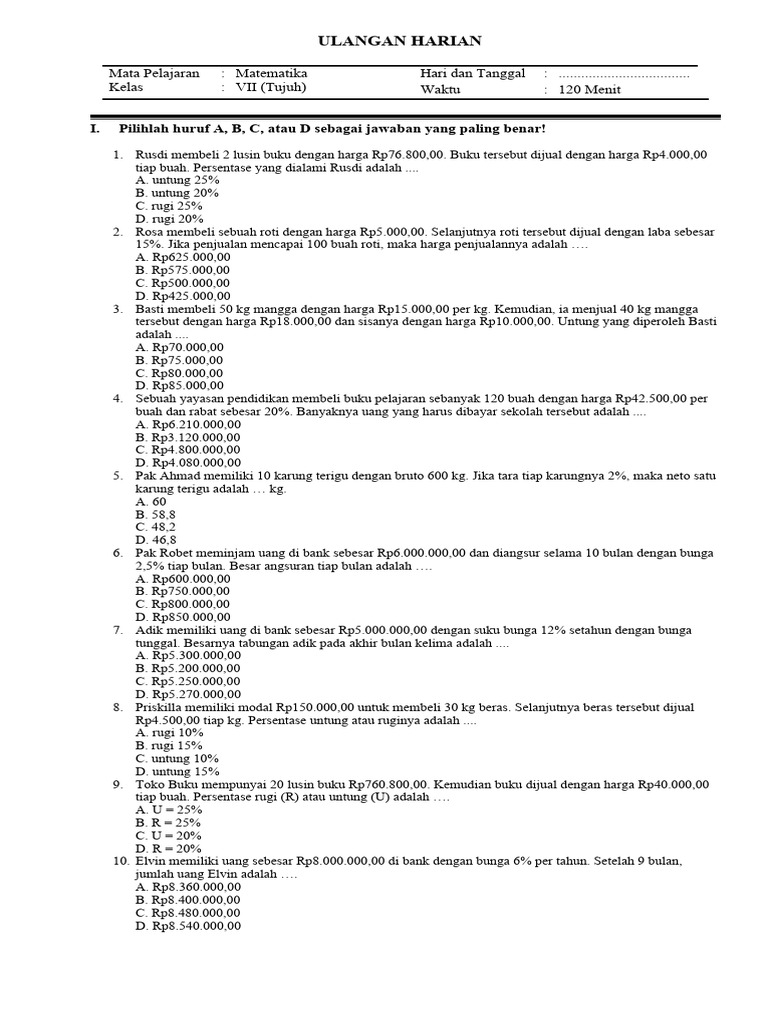 Uh SMP 7 MTK 2024 | PDF