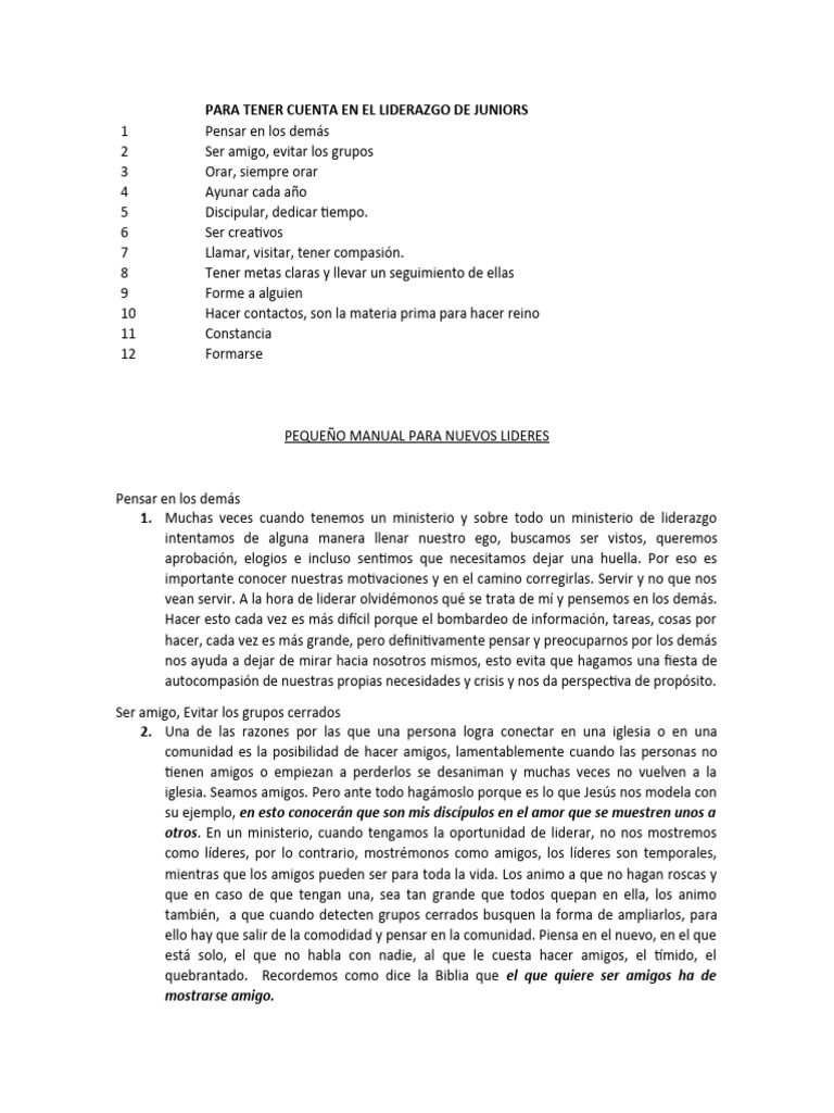 Liderazgo Junior: Guía Práctica SEO | PDF | Oración | Jesús