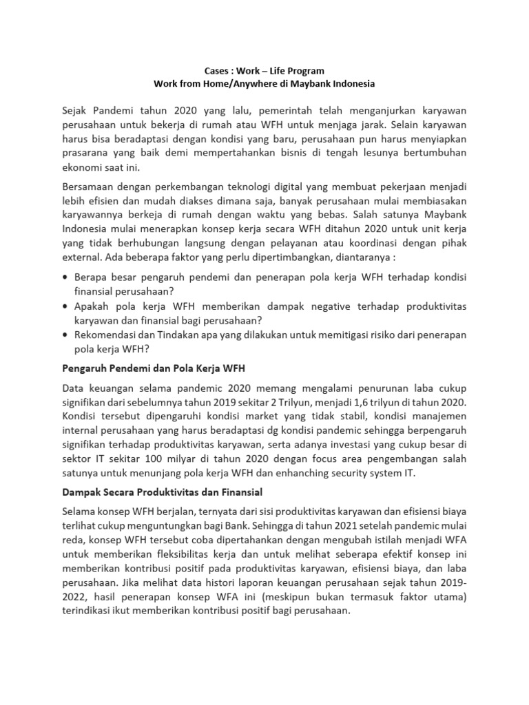 Cases WFH Maybank | PDF | Karier & Perkembangan | Bisnis