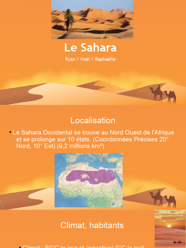 Le Sahara - Exposé 6e4 - v2 | PDF | Sahara | Sciences de la terre