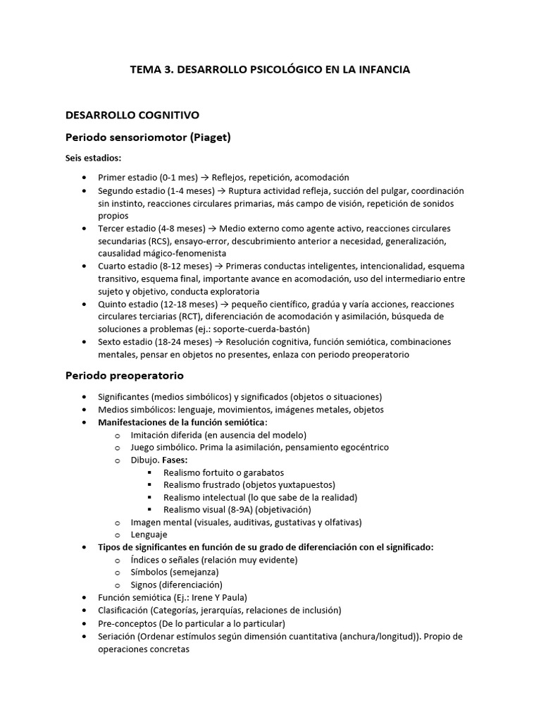 Esquema T3 Psico Del Desarrollo | PDF | Teoría de apego | Ciencia cognitiva