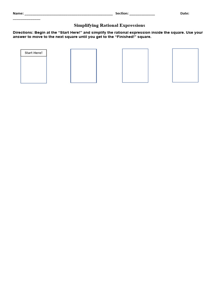 Activity On Simplifying Rational Expressions | PDF