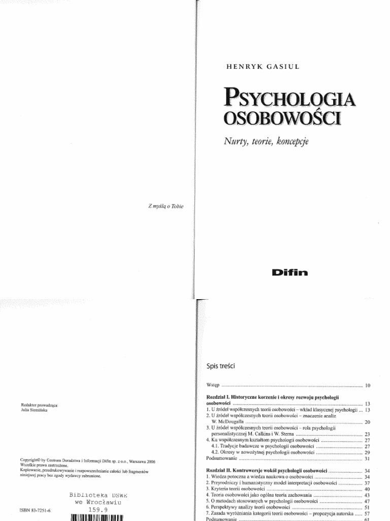 Gasiul Henryk - Psychologia Osobowosci - Nurty, Teorie, Koncepcje | PDF