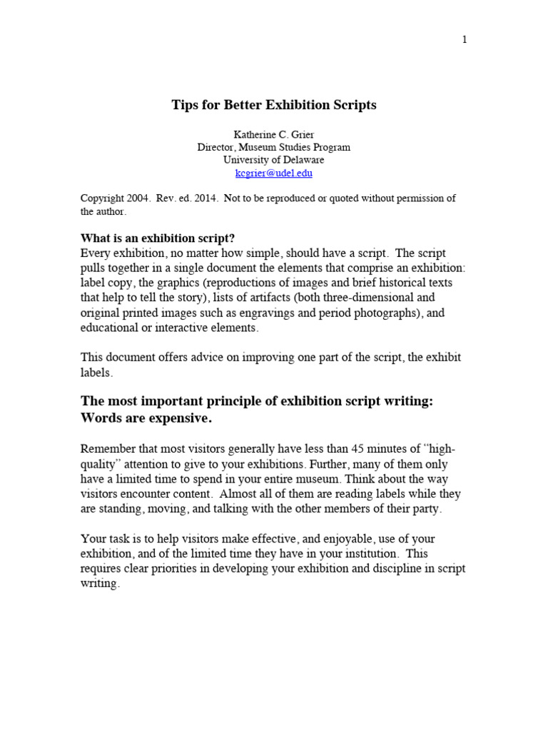 Tips For Exhibition Scripts 2014 | PDF | Serif | Museum
